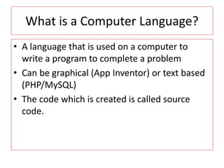 Computer languages | PPT
