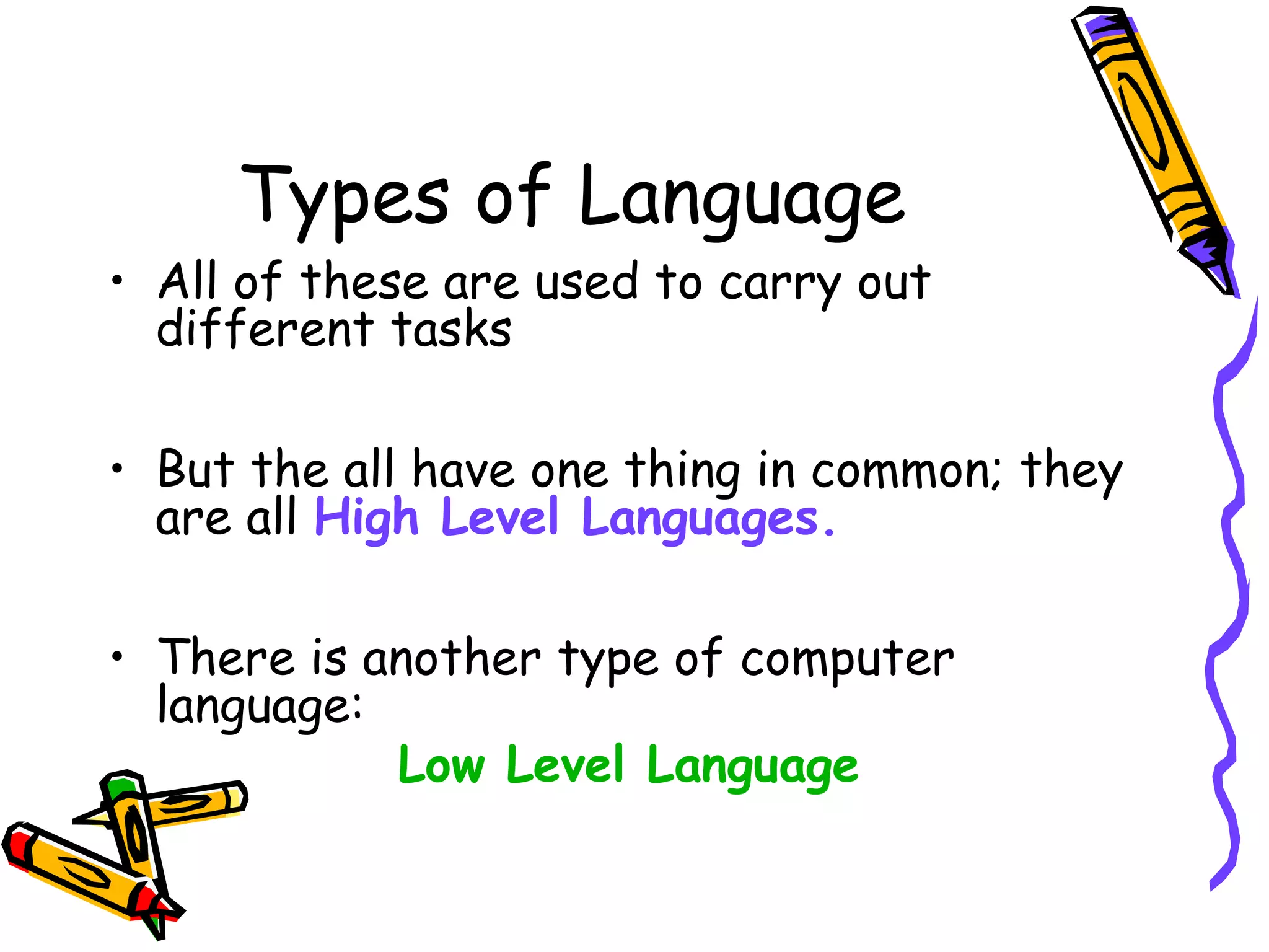 Computer languages | PPT | Programming Languages | Computing