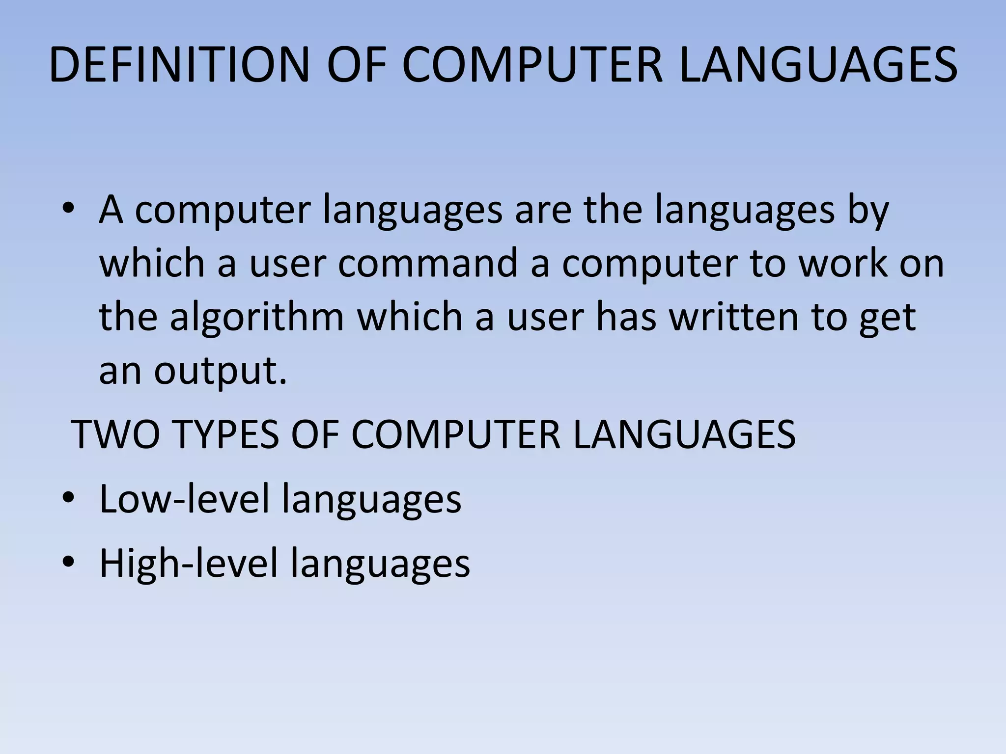 Basic Meaning of Computer languages | PPT | Free Download