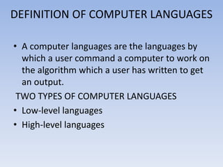 Basic Meaning of Computer languages | PPT | Free Download