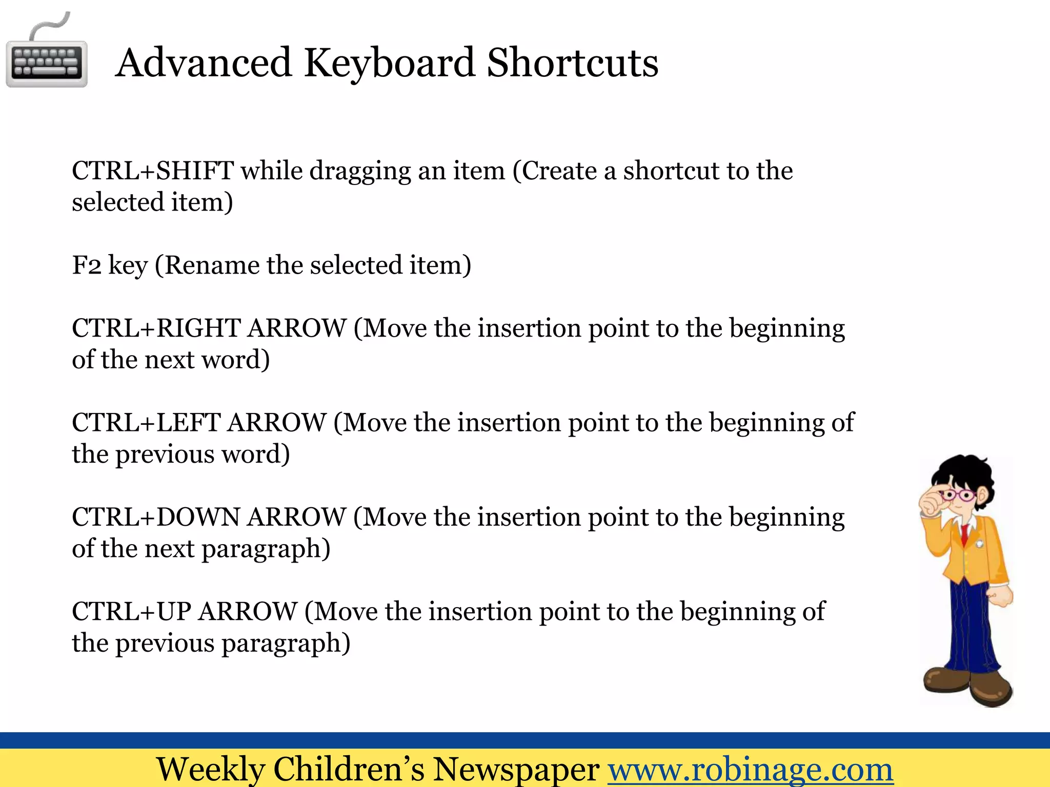 Computer Lessons for Kids: Keyboard Shortcuts | PPTX