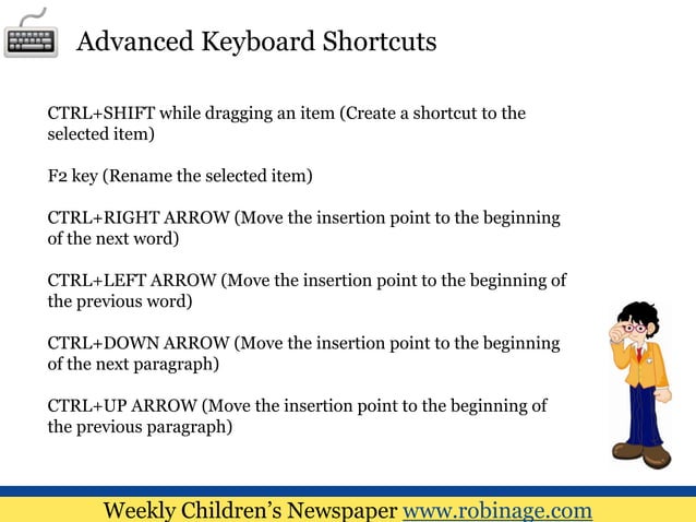 Computer Lessons for Kids: Keyboard Shortcuts | PPTX | Operating ...