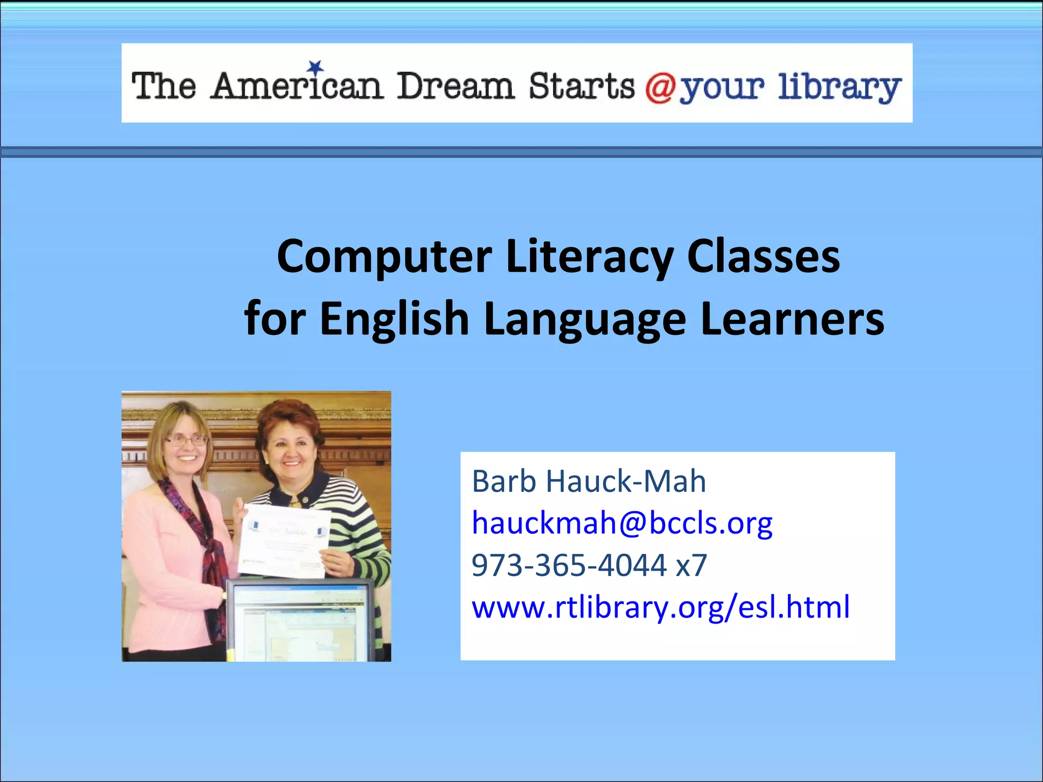 Computer literacy for ESL students | PPT