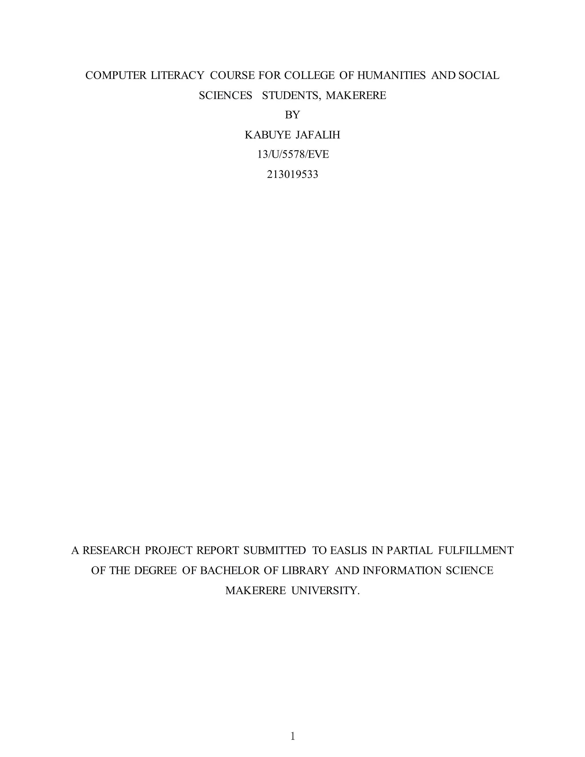 Computer literacy course for university students | DOCX