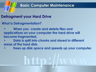 Computer maintenance | PPT | Internet for Beginners | Internet