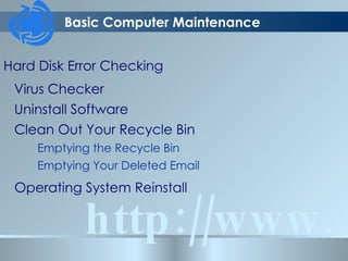 Computer maintenance | PPT | Internet for Beginners | Internet