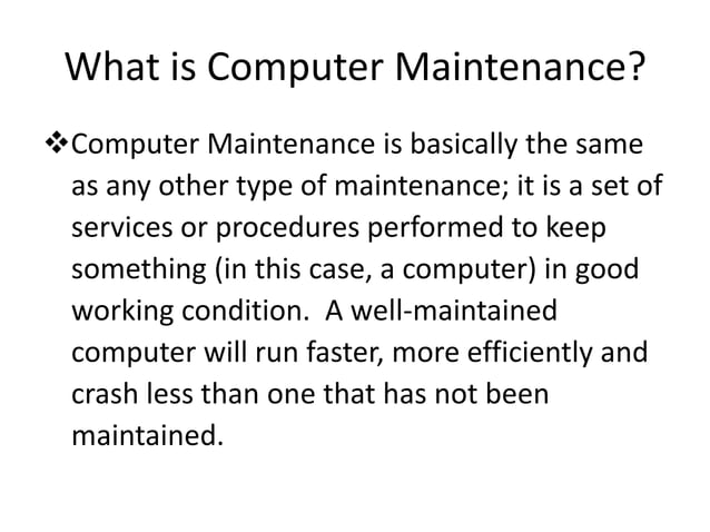Computer maintenance 1 lesson 1 | PPTX