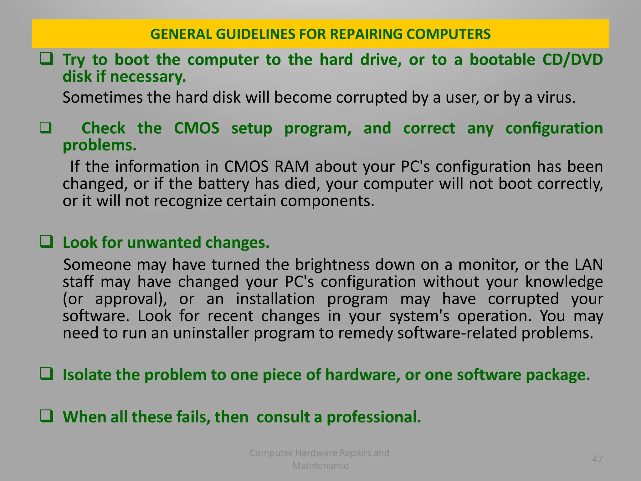 Computer Maintenance Presentation.pptx | Data Storage and Warehousing | Computing