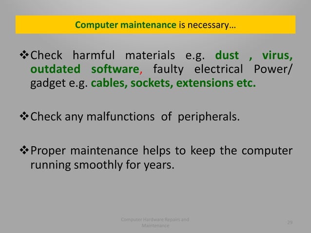 Computer Maintenance Presentation.pptx | Data Storage and Warehousing ...