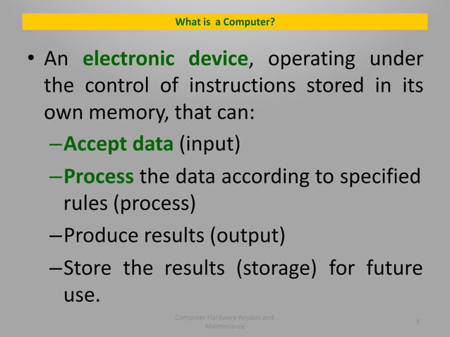 Computer Maintenance Presentation.pptx | Data Storage and Warehousing | Computing