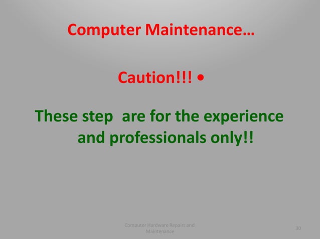 Computer Maintenance Presentation.pptx | Data Storage and Warehousing ...