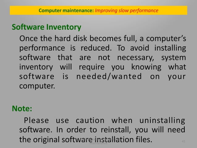 Computer Maintenance Presentation.pptx | Data Storage and Warehousing ...