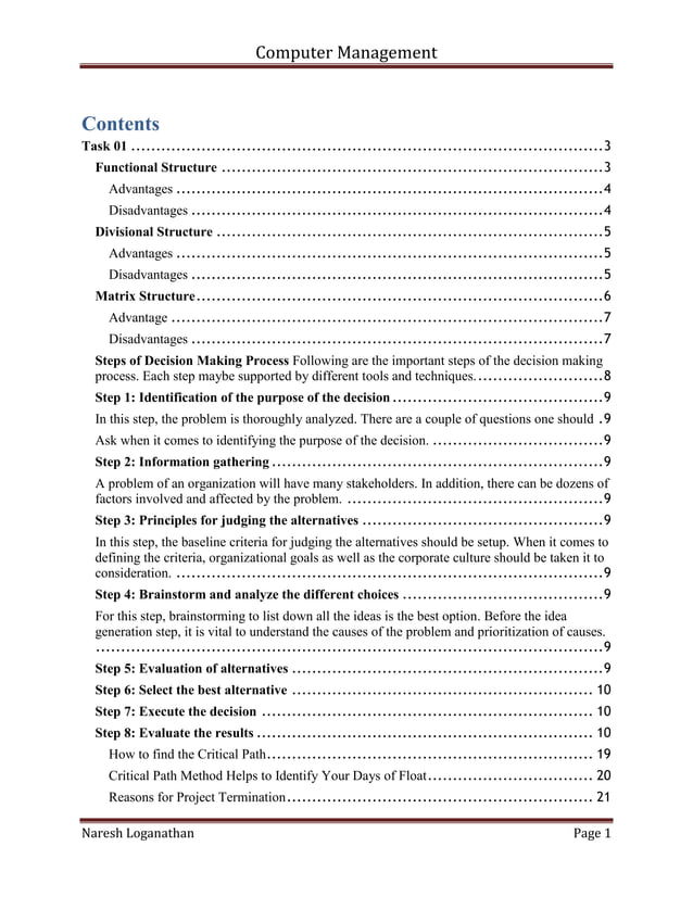Computer management (HND in Networking) | DOCX
