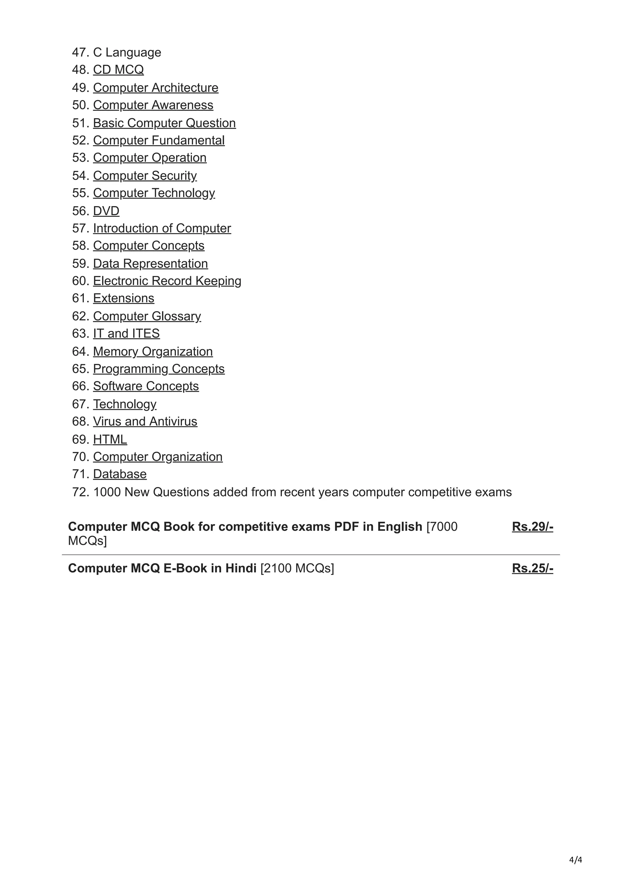 Computer MCQ Book for Competitive Exams 7000 MCQ | PDF