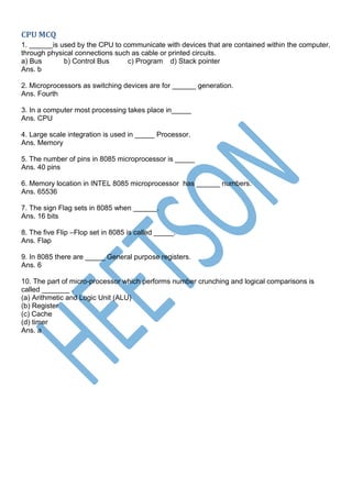 Computer MCQ Question Bank in English for all Competitive Exams ...