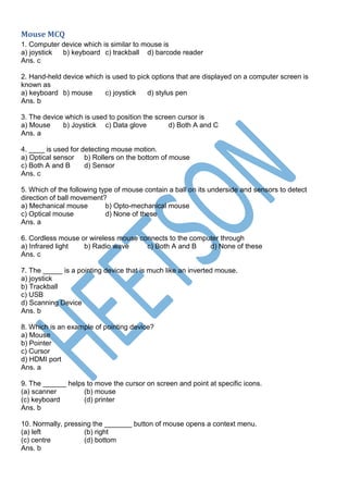 Computer MCQ Question Bank in English for all Competitive Exams ...