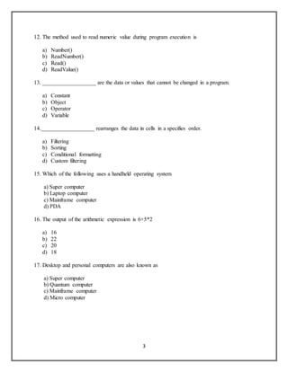 Computer MCQS.docx | Computing | Technology & Computing