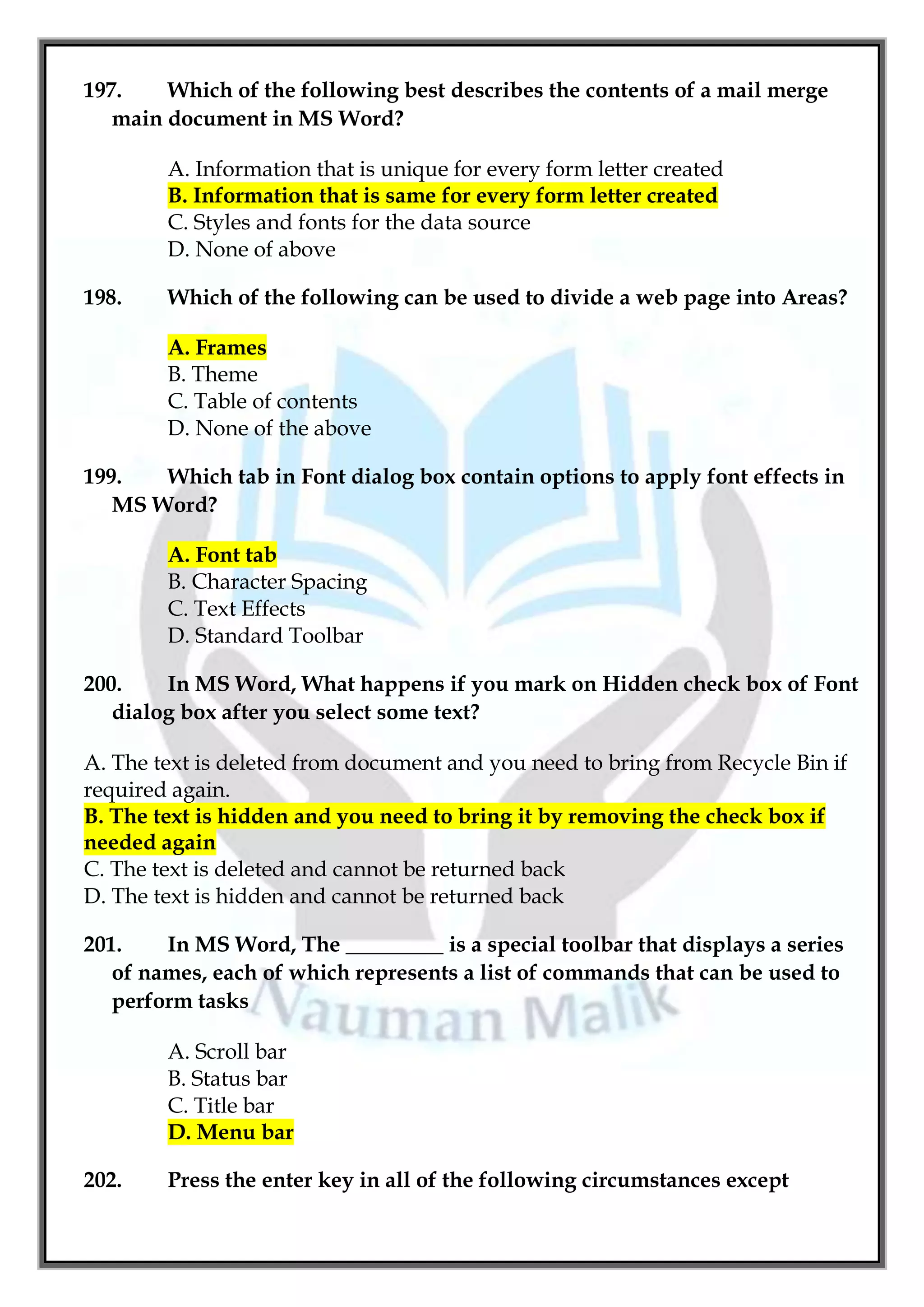 Computer Mcqs.pdf | Desktop Publishing | Computer Software and Applications