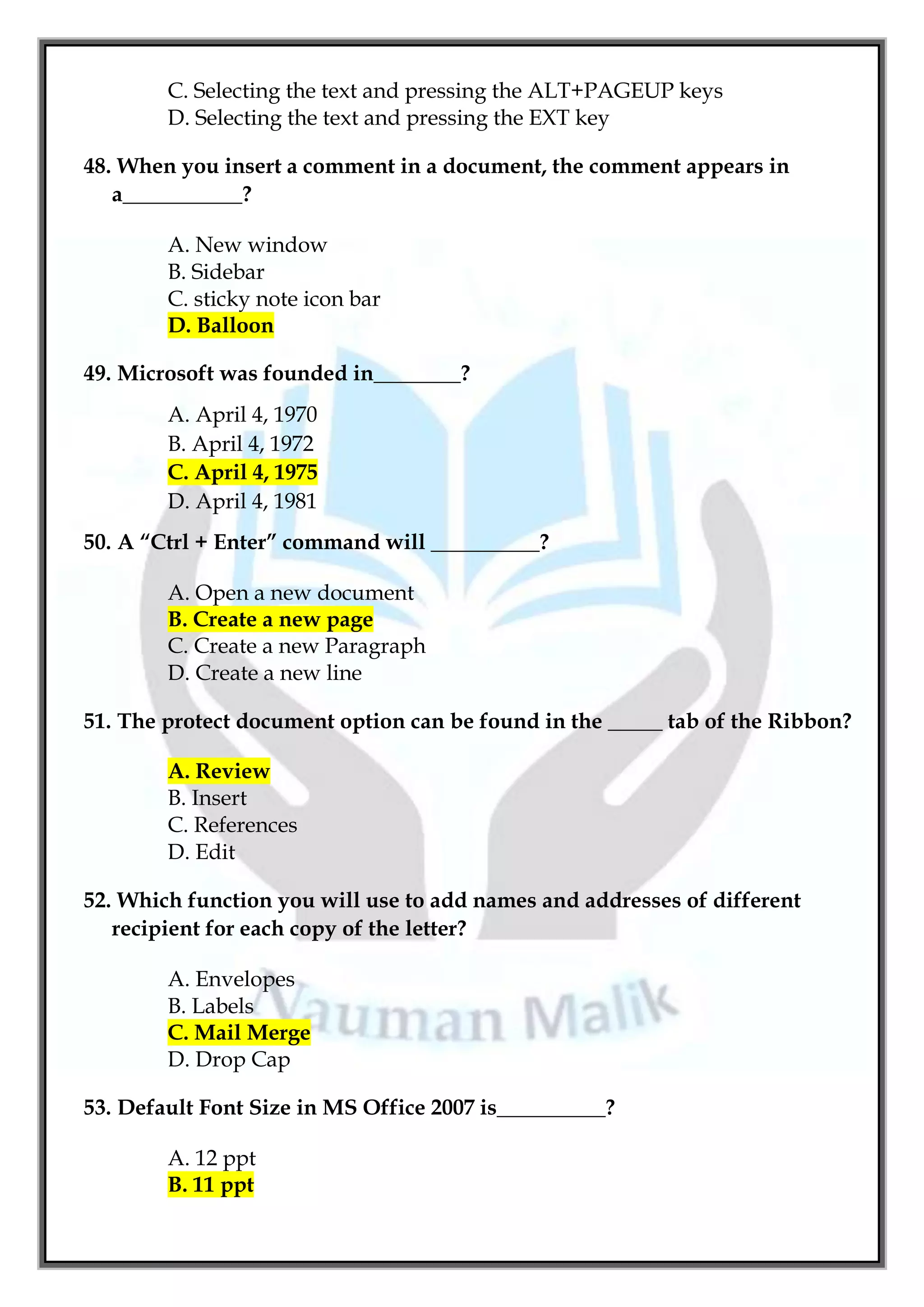 Computer Mcqs.pdf | Desktop Publishing | Computer Software and Applications