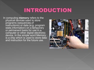 Computer memory & Memory Storage Devices. | PPTX