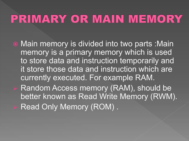 Computer memory & Memory Storage Devices. | PPTX | Data Storage and Warehousing | Computing