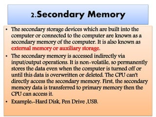 All about Computer memory in one ppt | PPTX