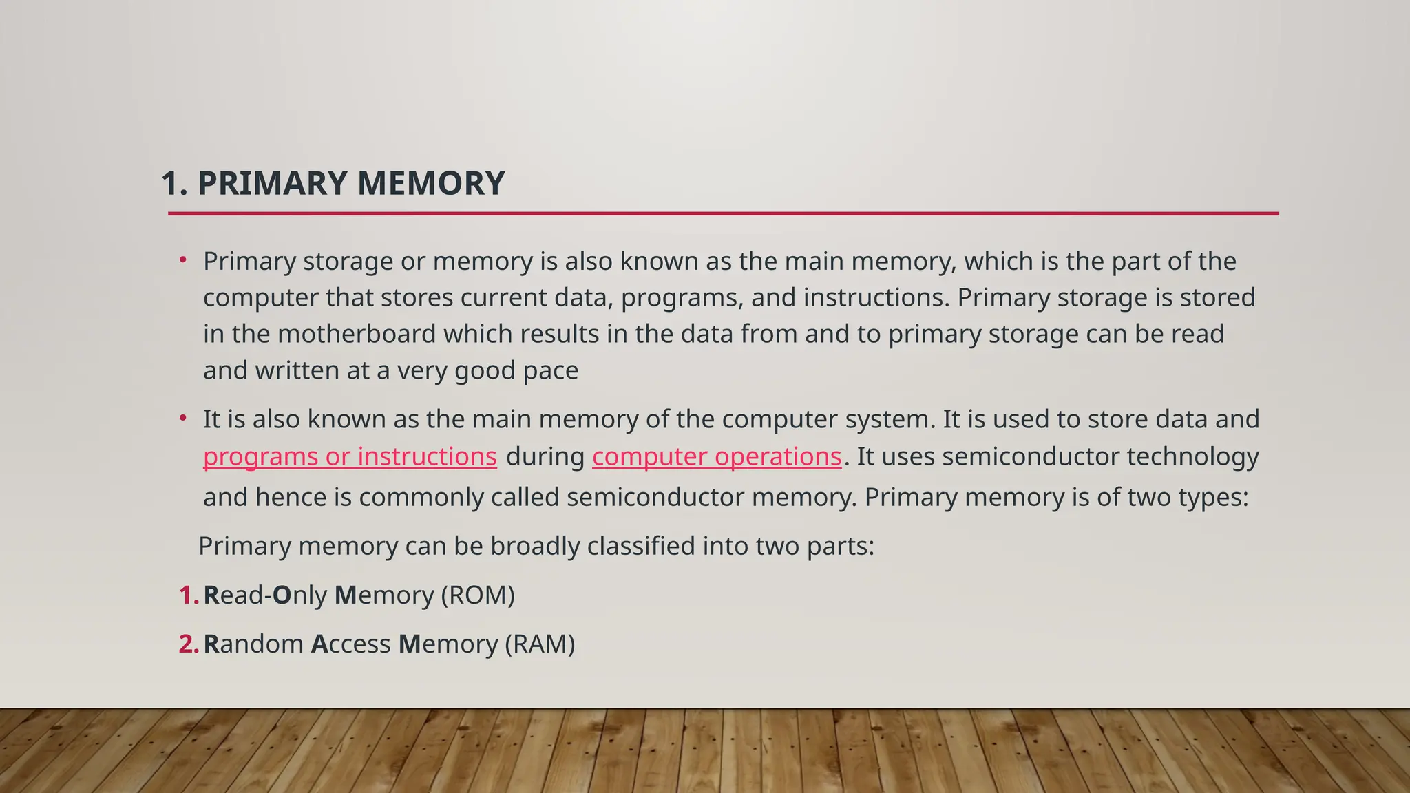 Computer Memory.pptx with its types and storage | PPTX