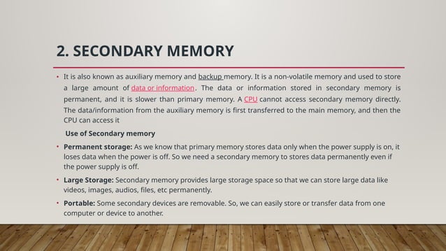Computer Memory.pptx with its types and storage | PPTX