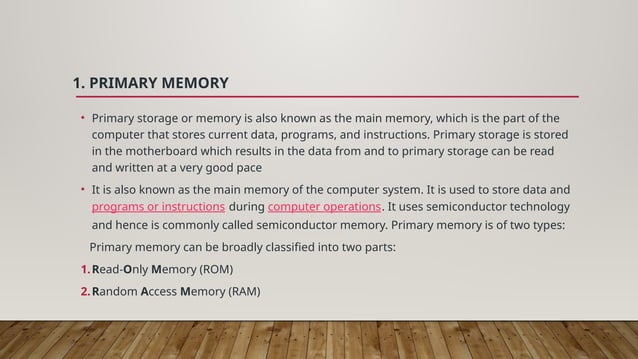 Computer Memory.pptx with its types and storage | PPTX