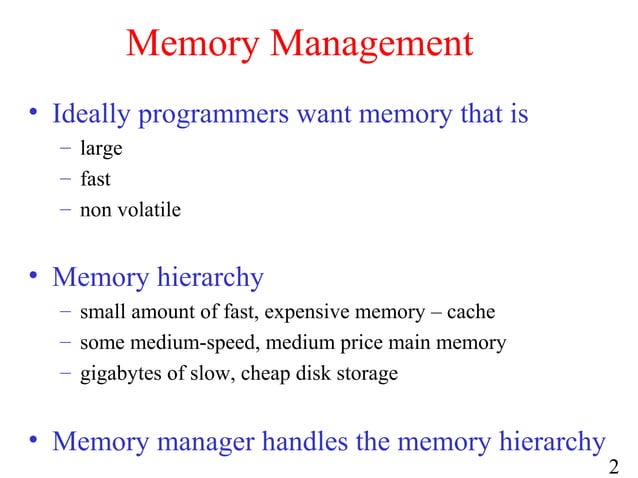 Computer memory management | PPT | Data Storage and Warehousing | Computing