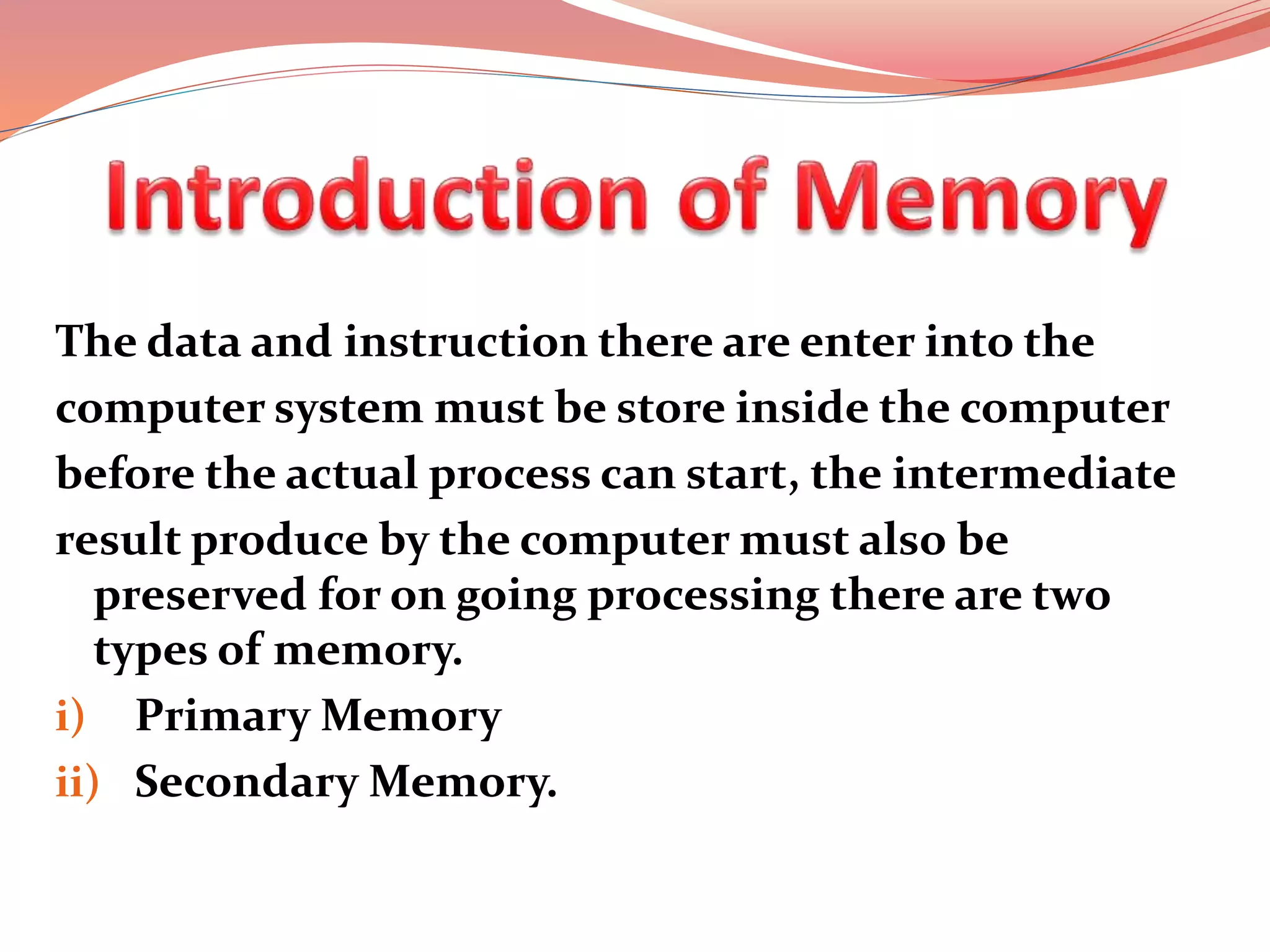 Computer memory presentation | PPTX
