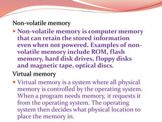 Computer memory presentation | PPTX | Computing | Technology & Computing