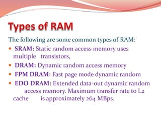 Computer memory presentation | PPTX