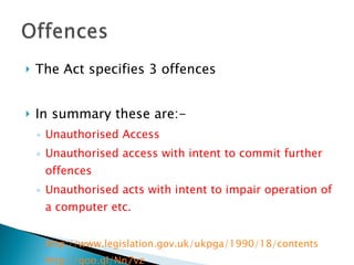 Computer misuse act new 13 12-11 | PPT