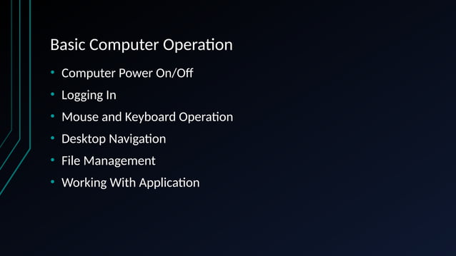 Computer Navigation. Learning computer interface and basic operations | PPTX