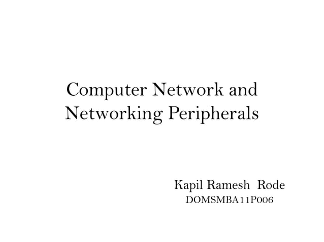 Computer network and networking peripherals (ITM) | PPTX | Computer Networking | Computing