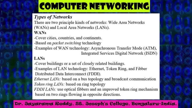 Computer networking Dr. Jayarama Reddy | PPT