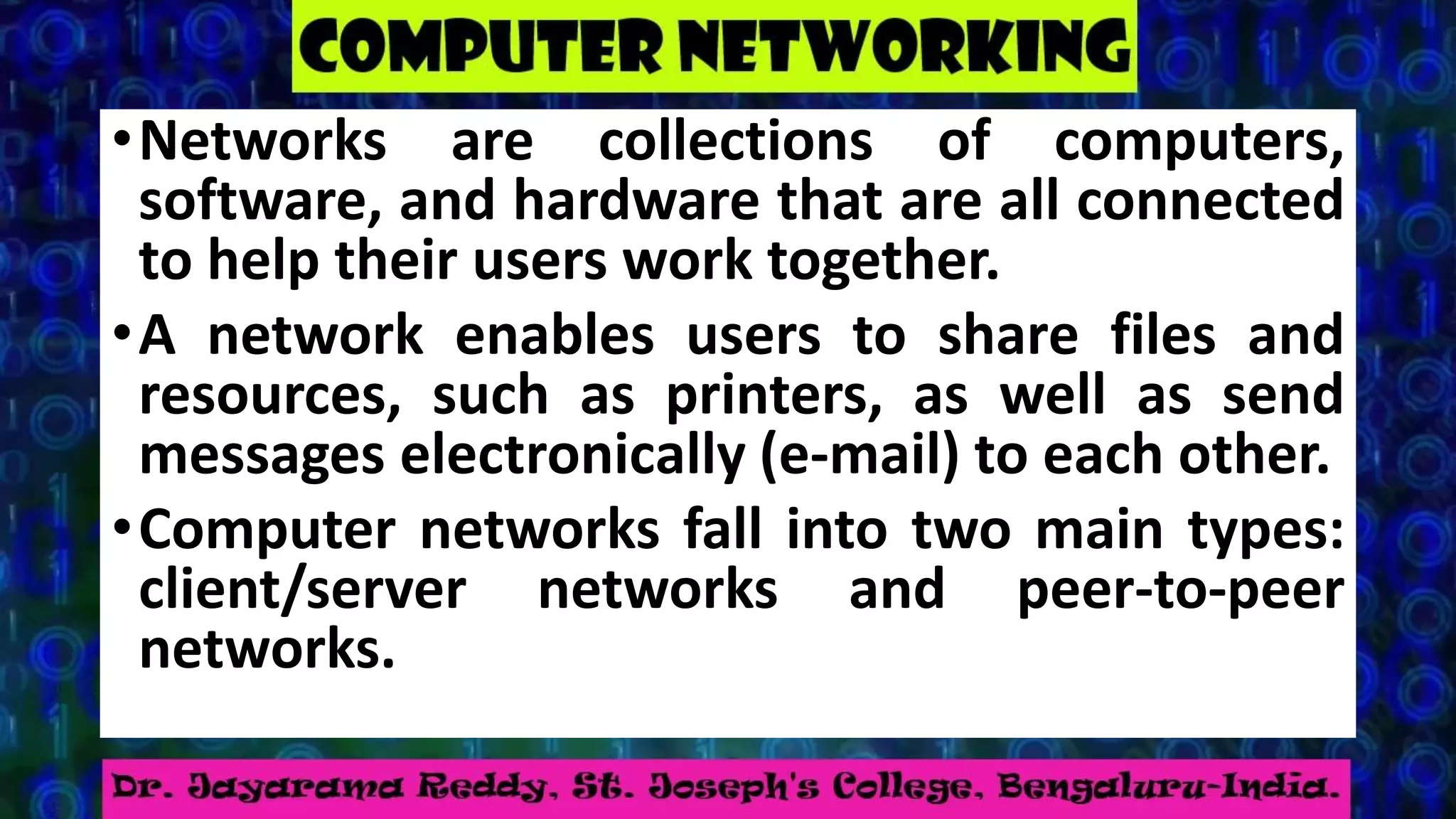 Computer networking by Dr. Jayarama Reddy | PPT