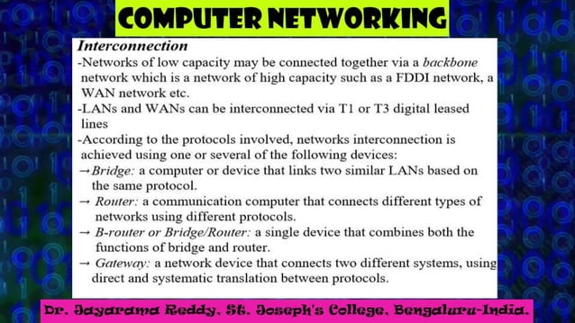 Computer networking by Dr. Jayarama Reddy | PPT