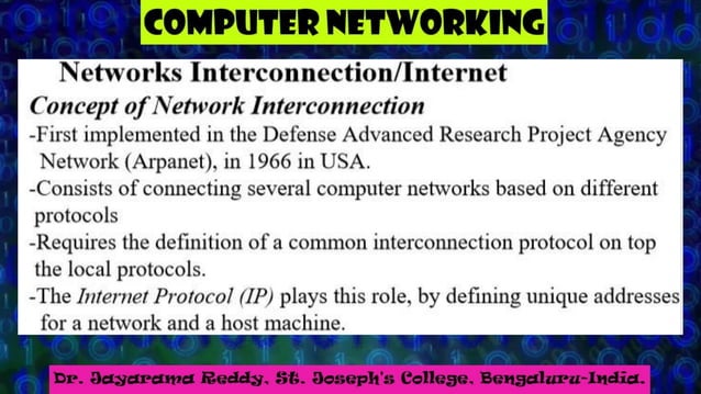 Computer networking by Dr. Jayarama Reddy | PPT