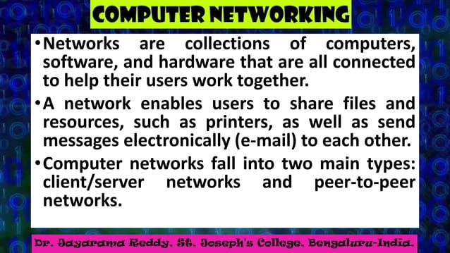 Computer networking by Dr. Jayarama Reddy | PPT