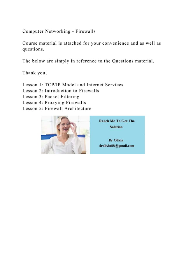 Computer Networking - FirewallsCourse material is attached for y.docx