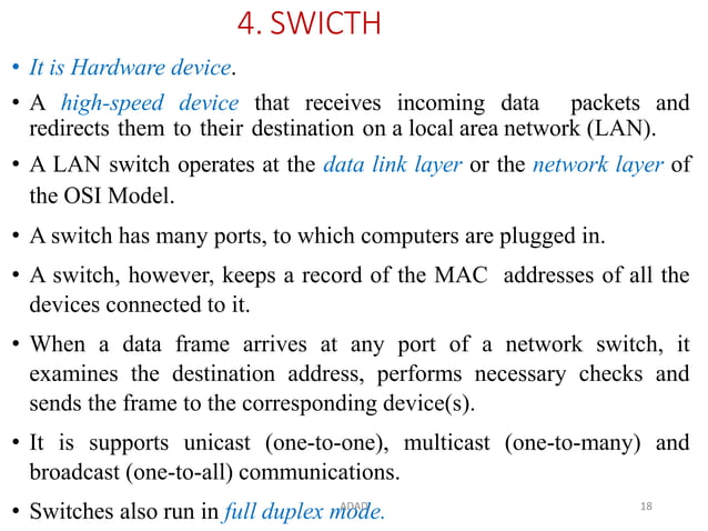 Computer Networks Basics of Network Devices | PPTX | Computer Networking | Computing