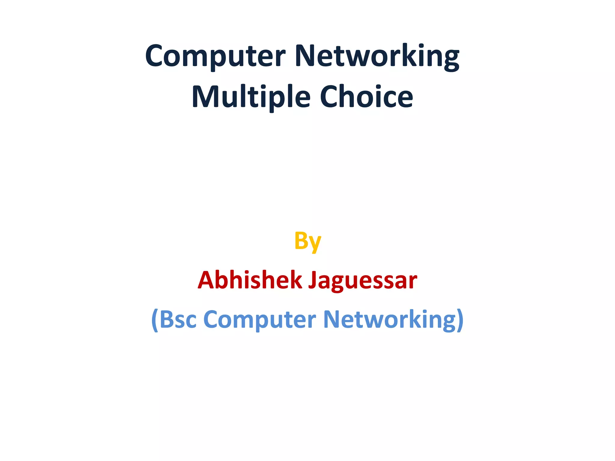Computer Networking Multiple Choice Questions Pptx Computer