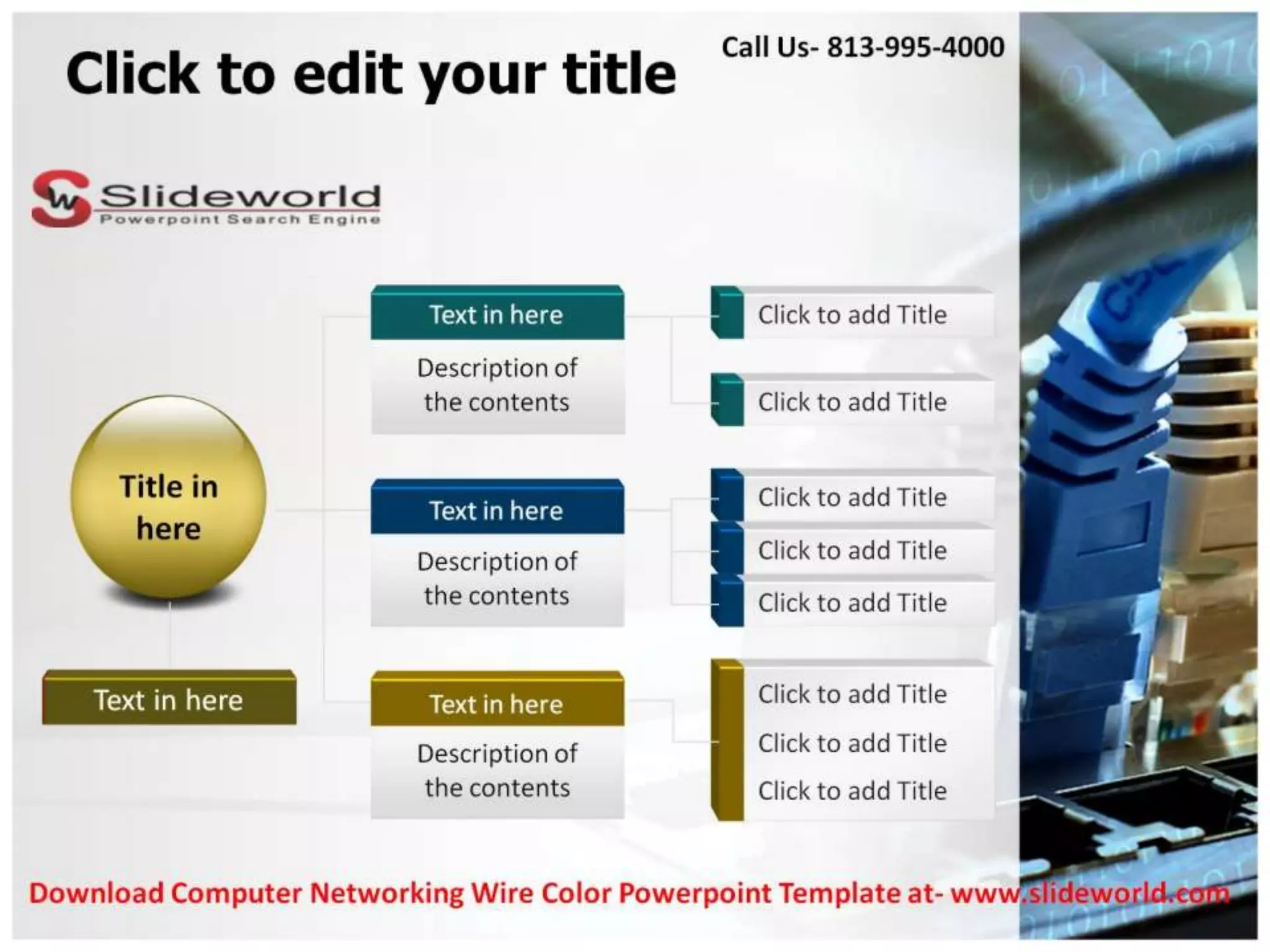 Computer networking wire color powerpoint templates | PPTX