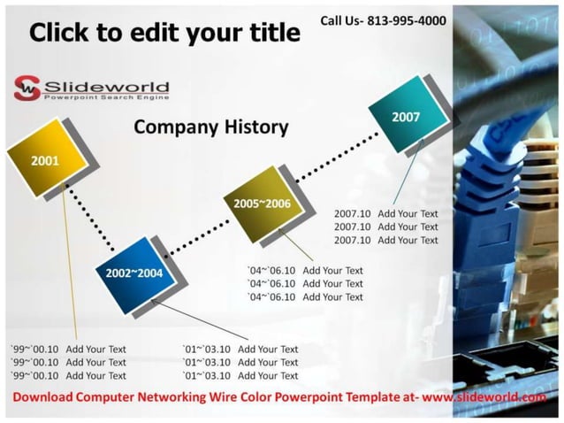 Computer networking wire color powerpoint templates | PPT