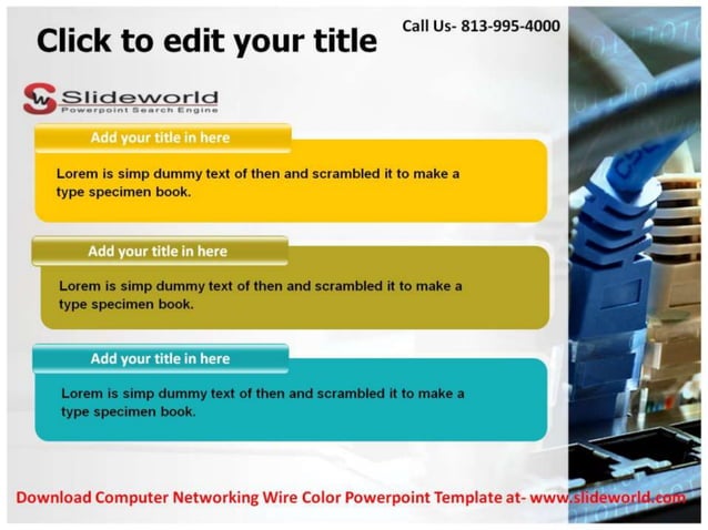 Computer networking wire color powerpoint templates | PPT