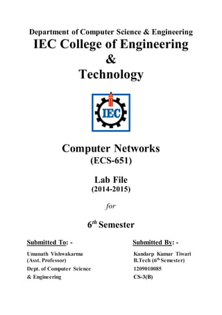 Computer Networks Front Page | DOCX