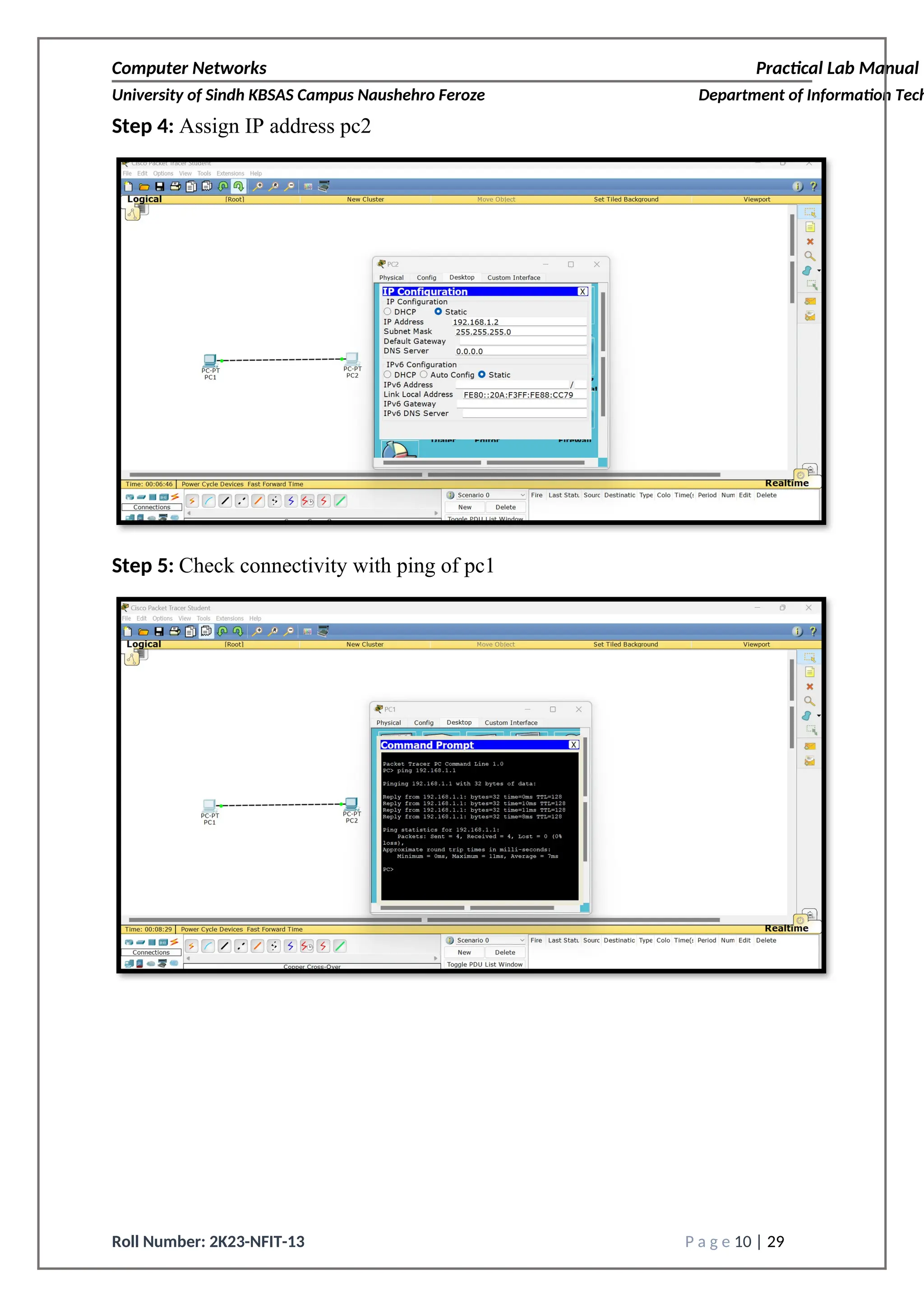 computer networks lab using cisco packet tracer | DOCX