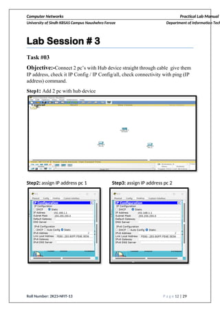 computer networks lab using cisco packet tracer | DOCX
